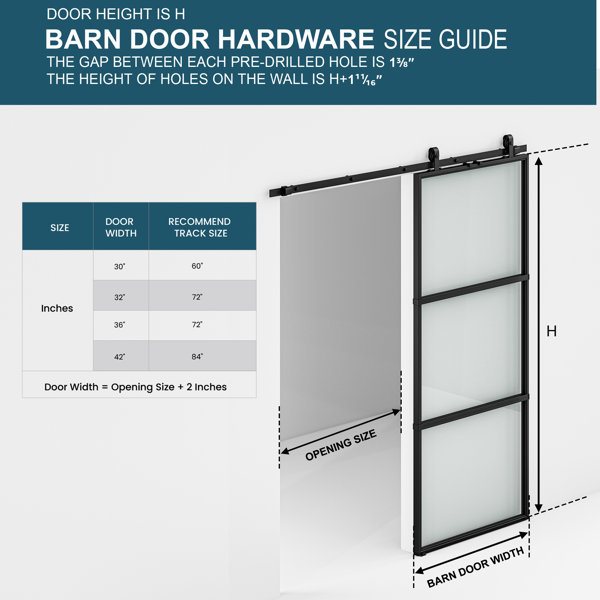 LDB_BUILDING Metal and Glass Sliding Barn Door with Installation ...