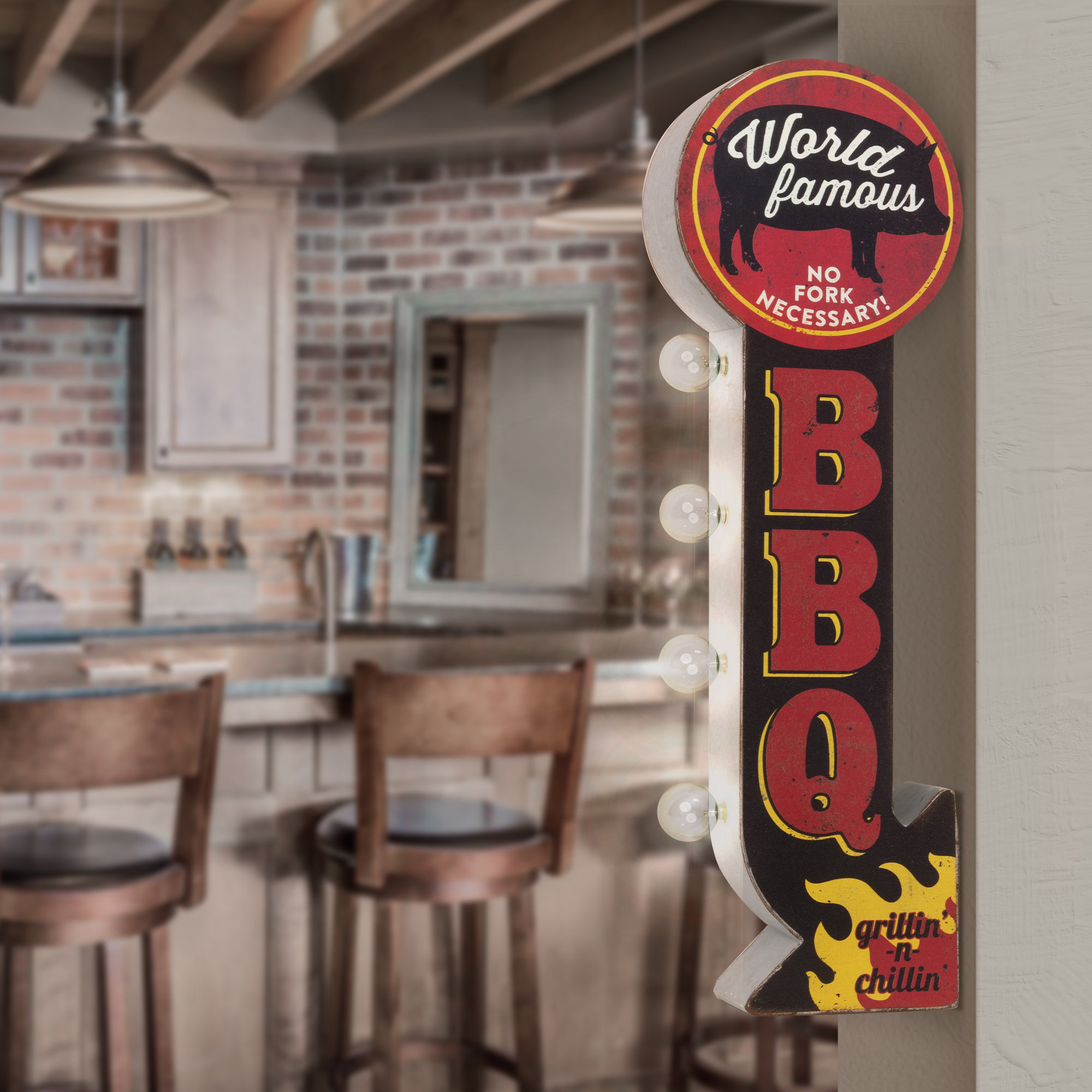 Trinx Famous BBQ Vintage LED Marquee Off The Wall Sign - Wayfair Canada