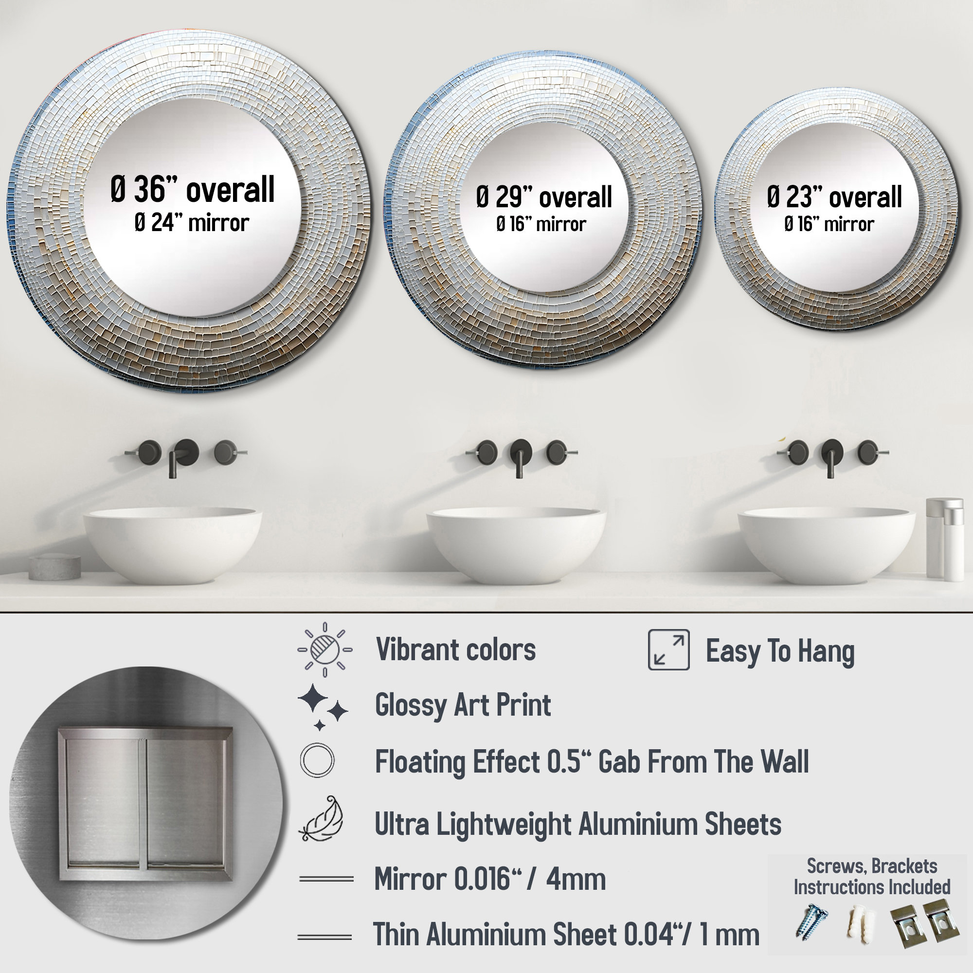 East Urban Home Silver Swirl Shell Fish - Nautilus Round Mirror Wall ...