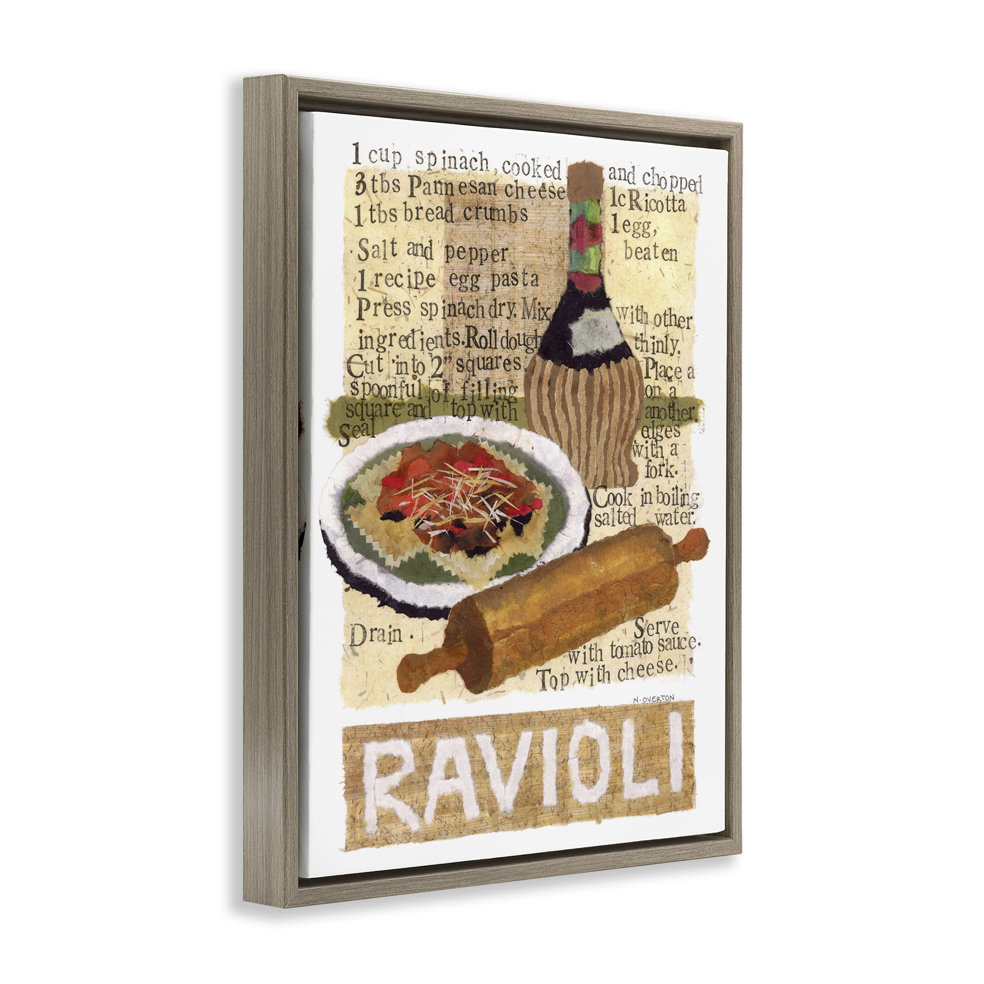 August Grove® Vintage Ravioli Recipe Framed Floater Canvas Wall Art by ...