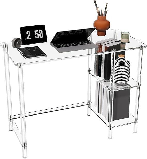 Brayden Studio® 40 Inch Acrylic Computer Desk With Reversible Storage ...