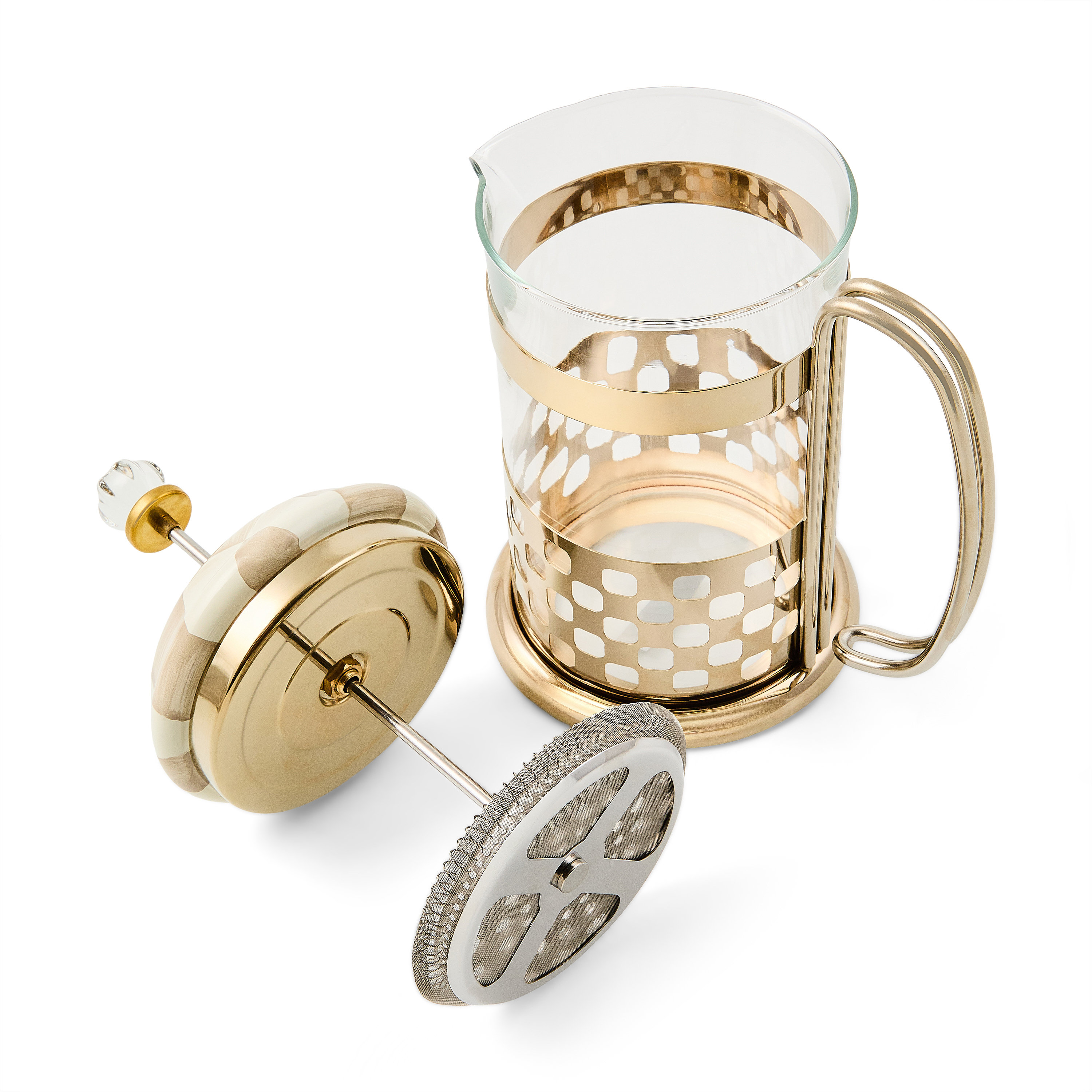 MacKenzie-Childs Mocha Check French Press | Wayfair