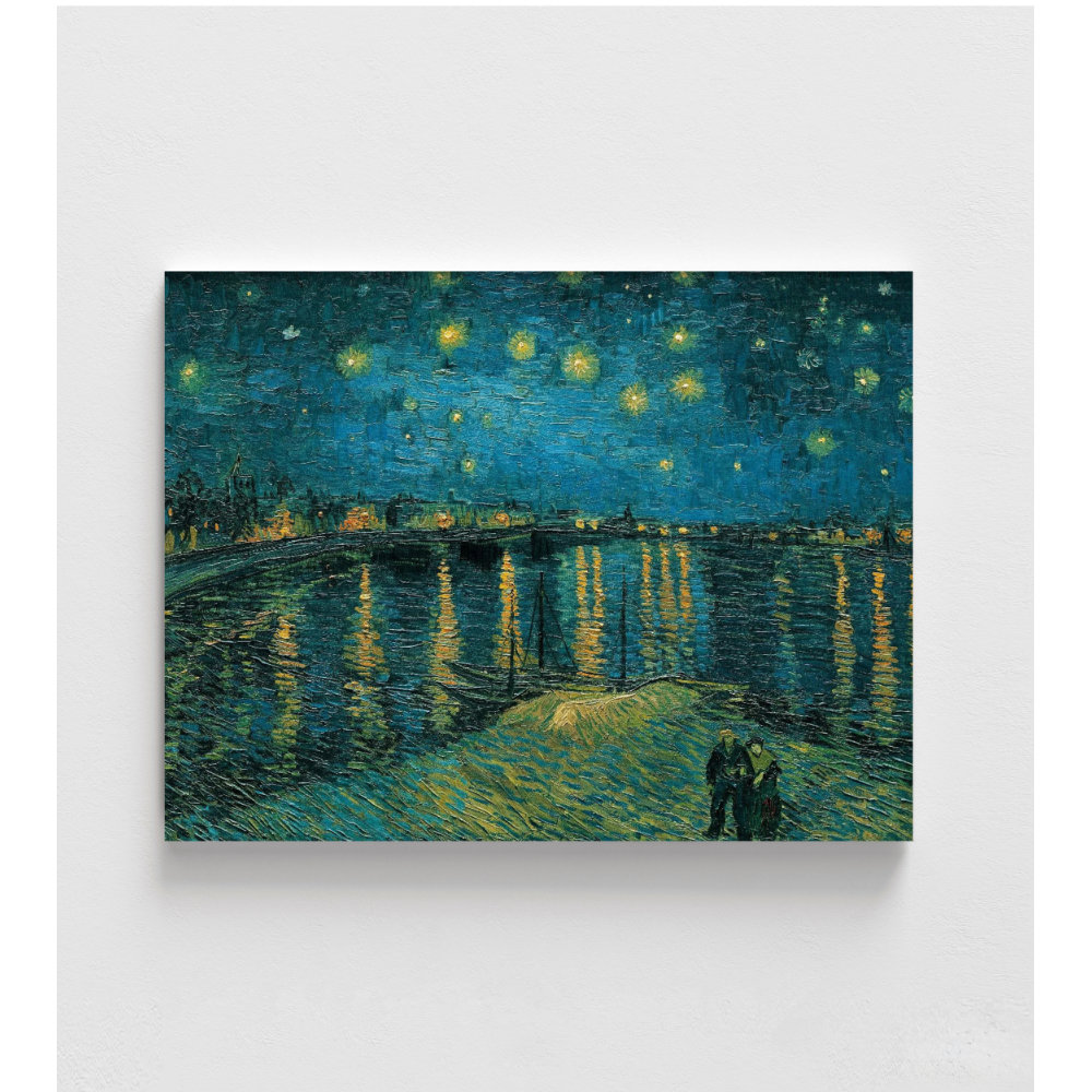 WeFrameArt Starry Night Over The Rhone Print, Framed Van Gogh Style Art ...