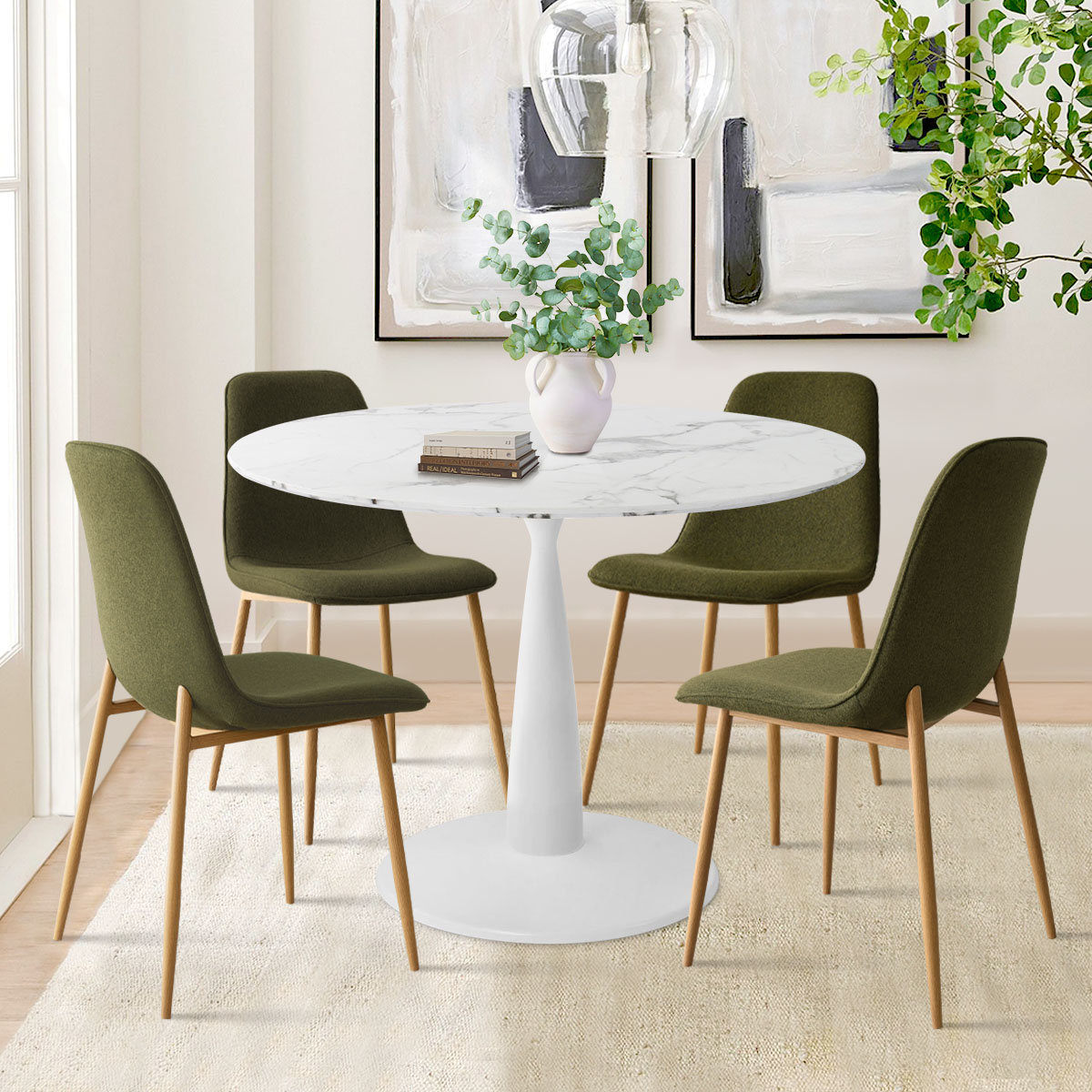 Wade Logan® Folmar 4 - Person Dining Table Sets With 40'' Round Table ...