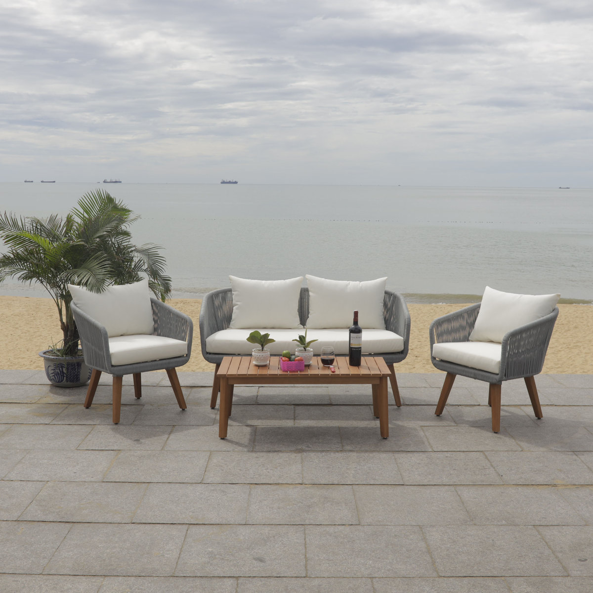 Corrigan Studio® Robson 4 Piece Sofa Seating Group with Cushions ...