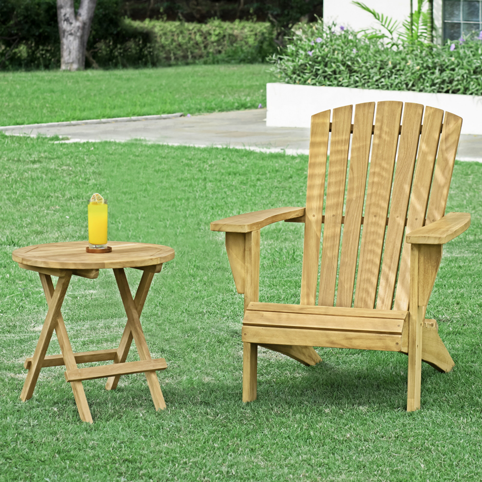 Beachcrest Home Teak Adirondack Chair with Table 2PCS | Wayfair