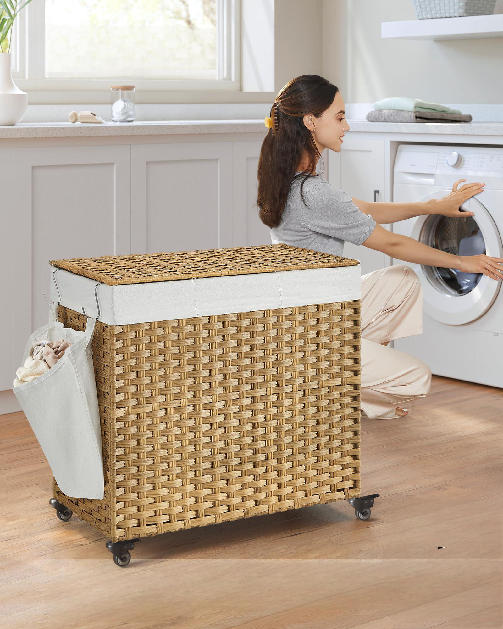 Bayou Breeze Laundry Hamper With Lid, 42.3 Gallons (160 L), Rolling ...