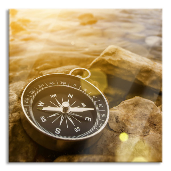 Longshore Tides Beautiful Compass Wanderlust - No Frame Print on Glass ...