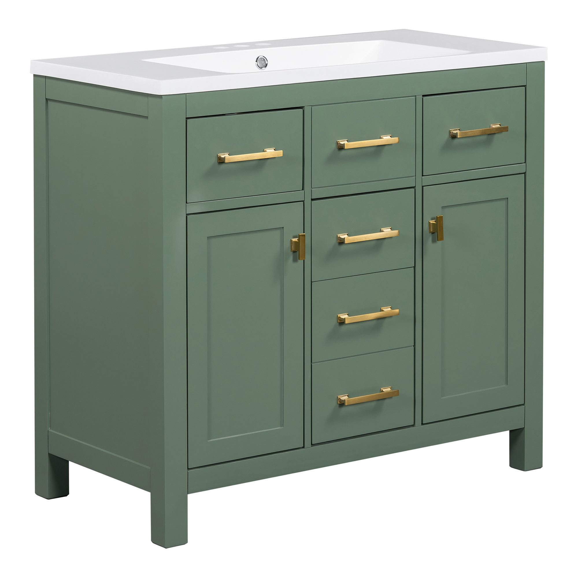 Mercer41 Ensemble de meuble-lavabo simple 36 po avec lavabo en résine 36 po avec 4 tiroirs et 2 ...