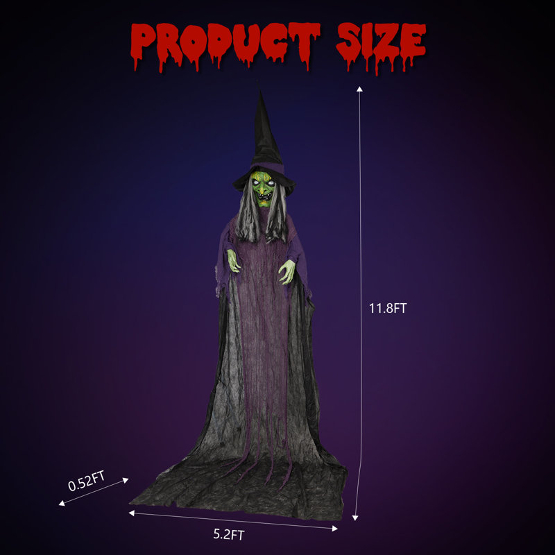 The Holiday Aisle® 11.8FT Hanging Witch With Sound Activation Function ...
