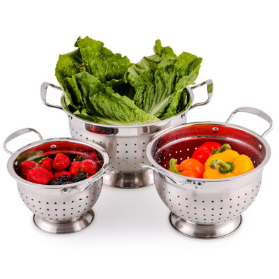 Cook Pro 3 Piece Stainless Steel Colander Set "& Reviews" | Wayfair