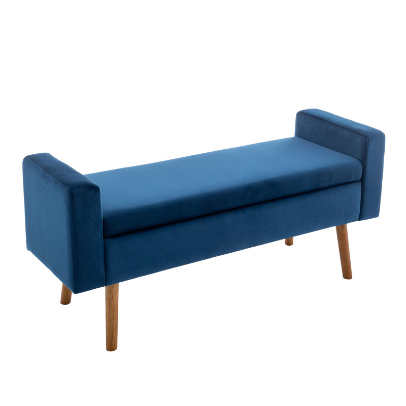 Willa Arlo™ Interiors Vendrina Velvet Storage Bench with Rubberwood ...