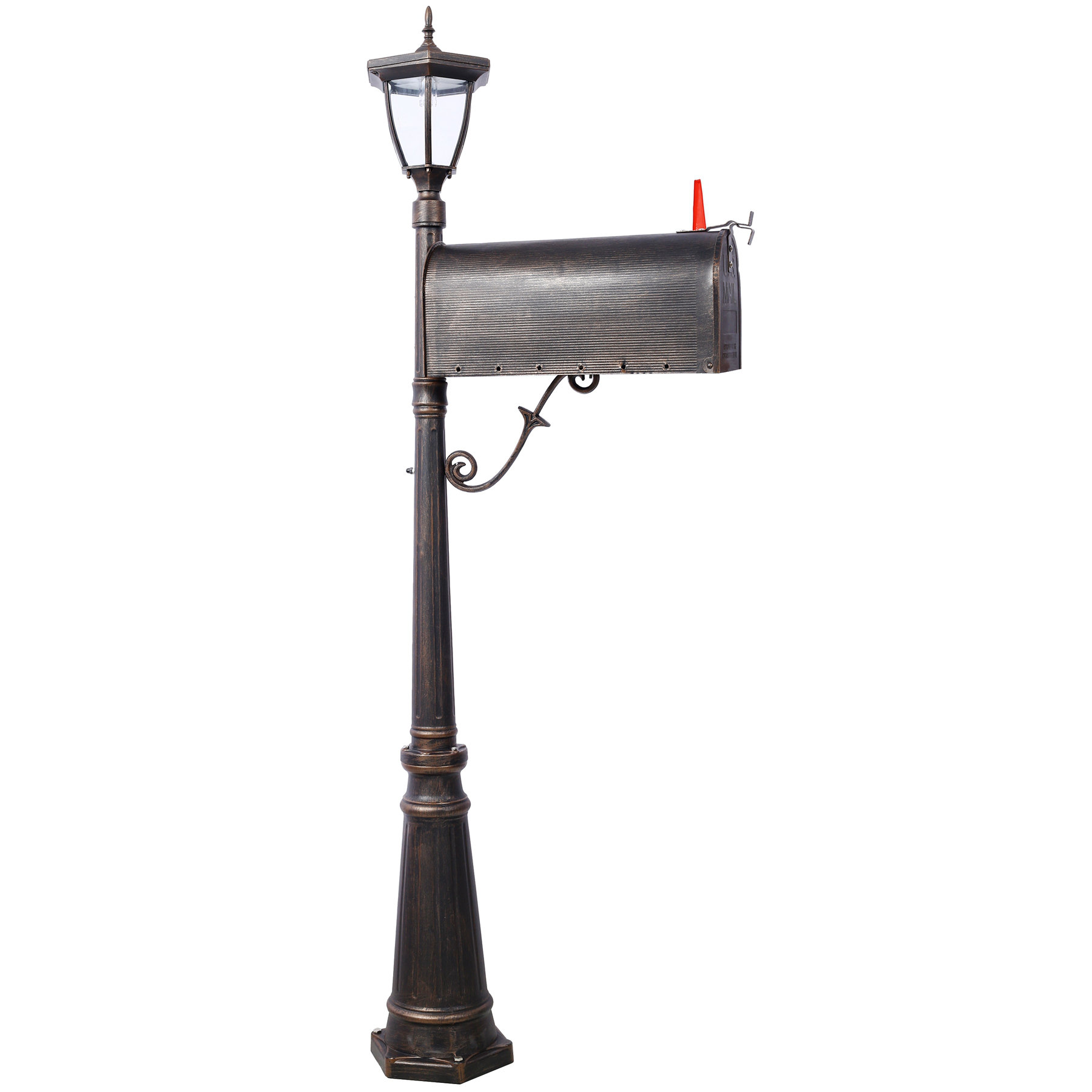 XINYUEHE Mailbox/Post Light Combination Kit , Post with Mailbox, Fluted ...
