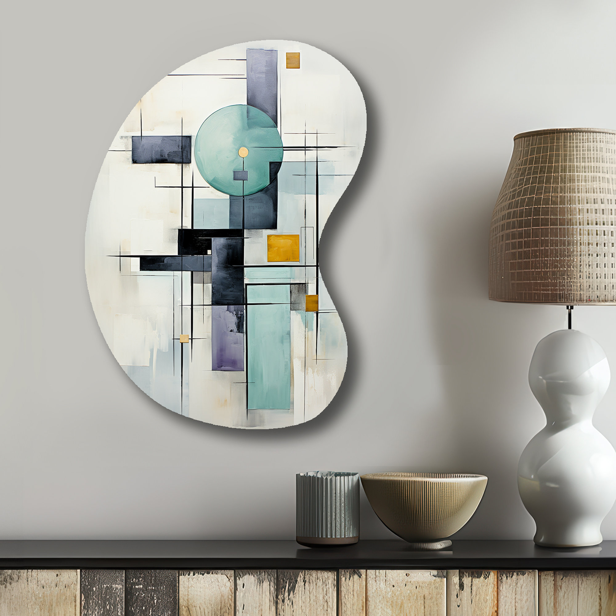 Ivy Bronx White Blue Suprematism Harmonious Convergence II - Unique ...