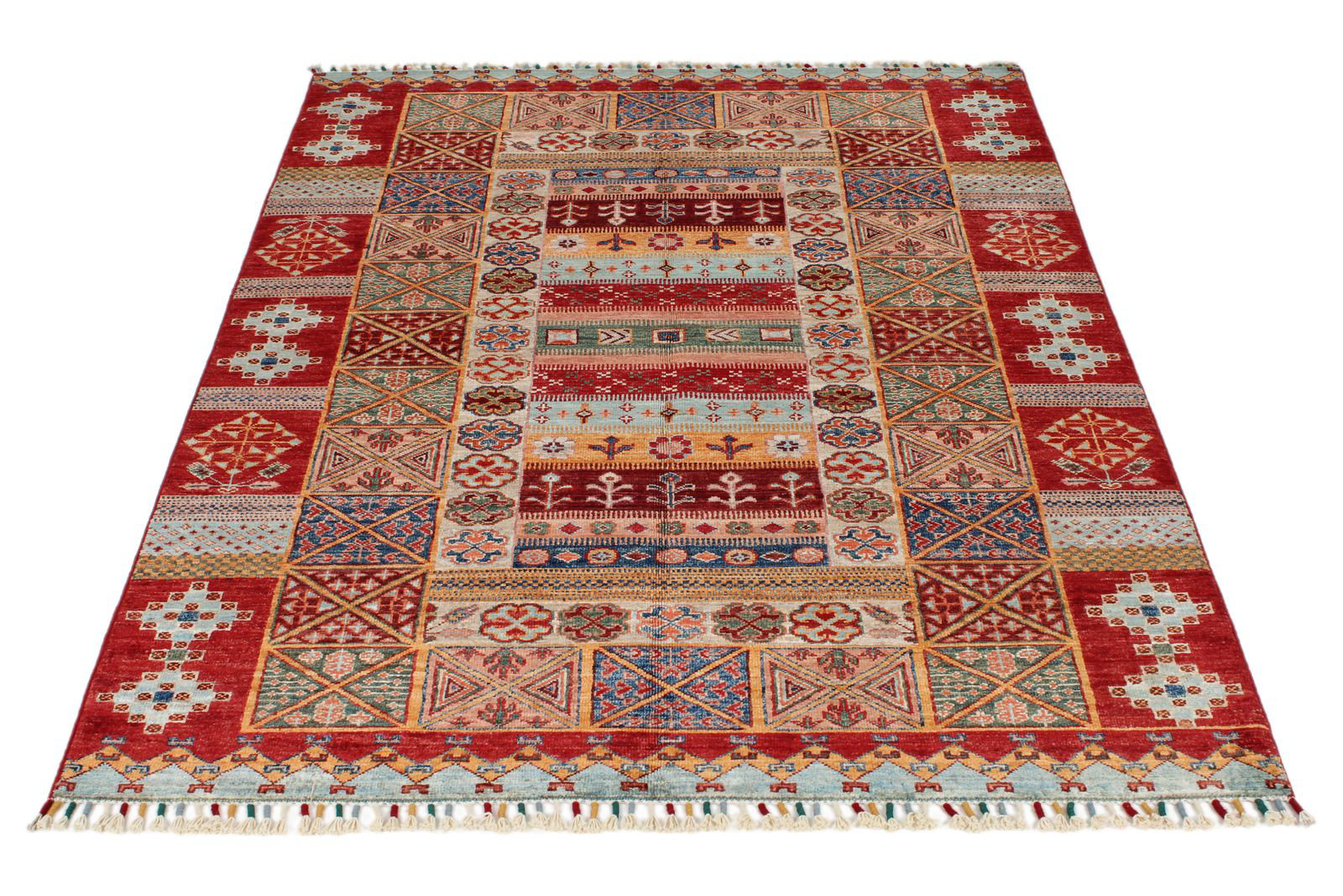 Home and Rugs 4x6 Red and Multicolor Tribal Rug | Wayfair