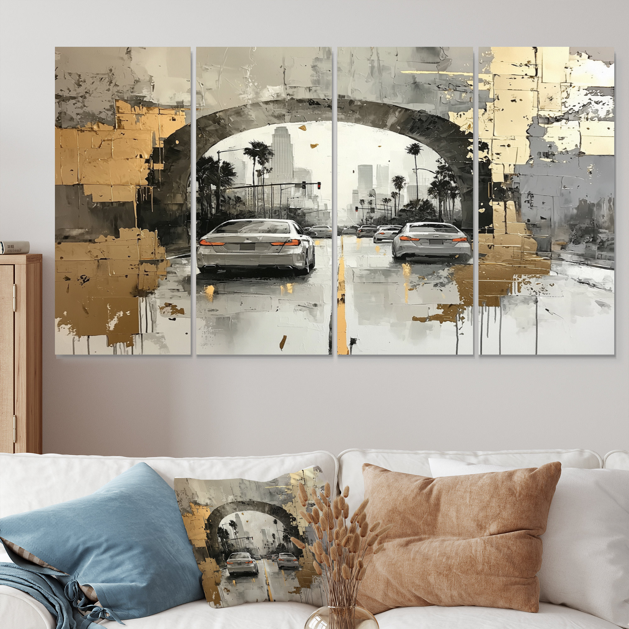 Winston Porter Los Angeles In Gold And Grey Tones - Los Angeles Wall ...