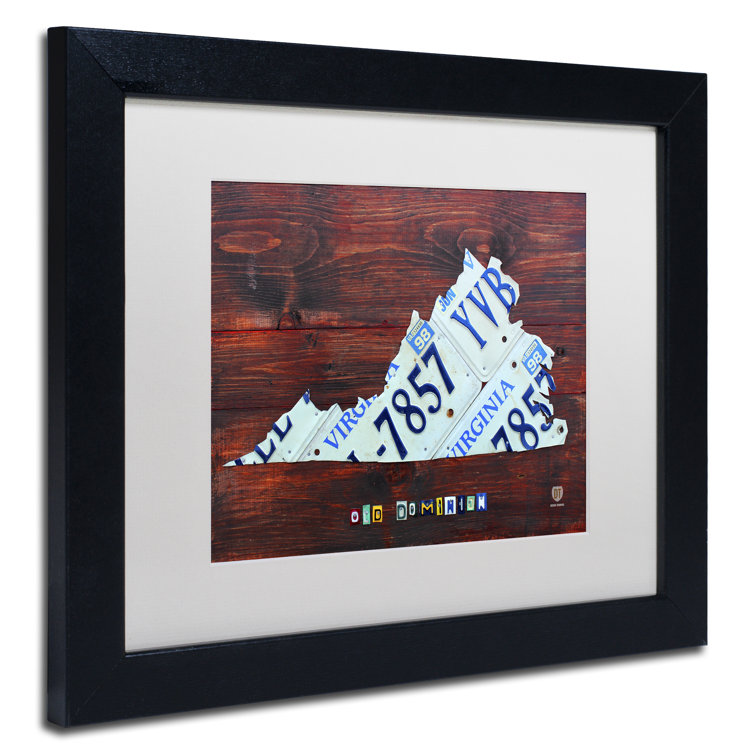 Latitude Run® Virginia Licence Plate Map by Design Turnpike Framed ...