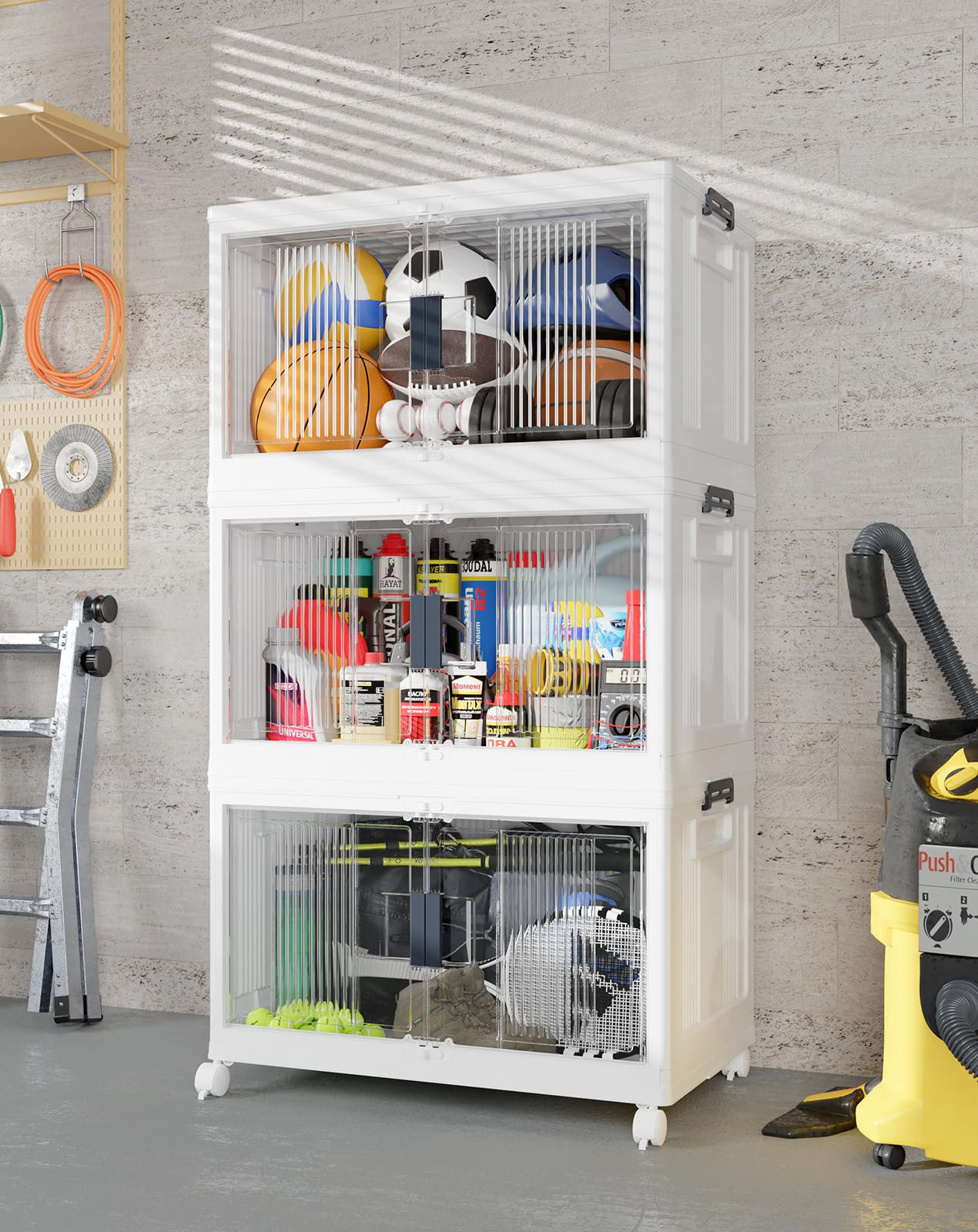 JITQI 48QT Lockable Storage Bins with Lids - Folding Storage box with ...