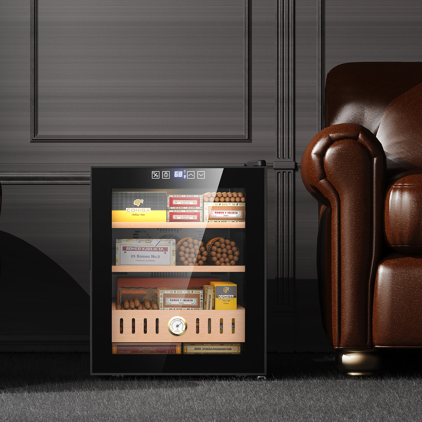 Symple Stuff 50l Thermostatic Electric Humidor, 300 Counts Large Cigar ...