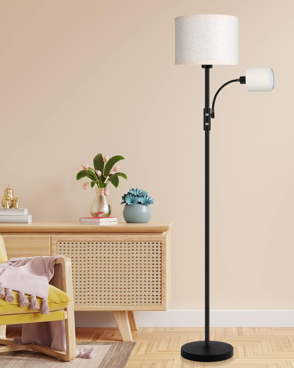 Ebern Designs Modern Floor Lamp With Reading Lamp(9W, 4W) 3 Color ...