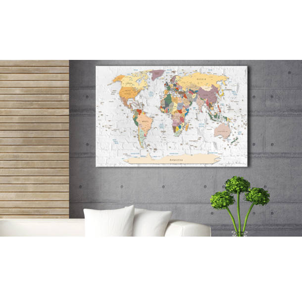 American Geographics 36'' W x 24'' H Dry Erase And Laminated World Map ...