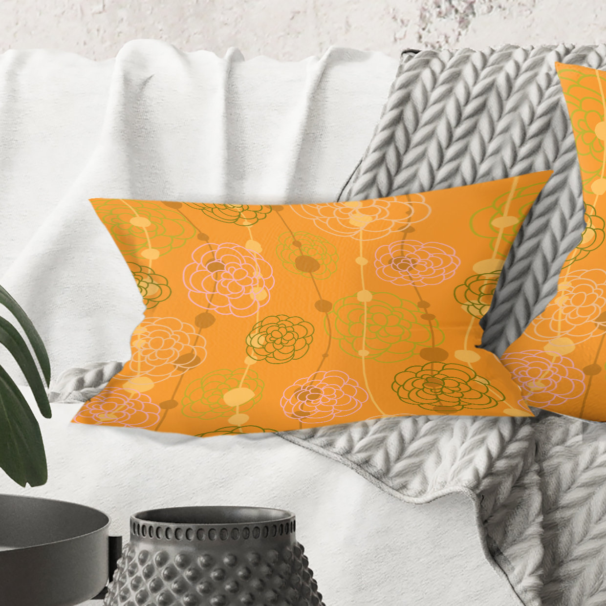 Design Art Retro handdrawn flowers III - Mid-Century ModernPrinted ...