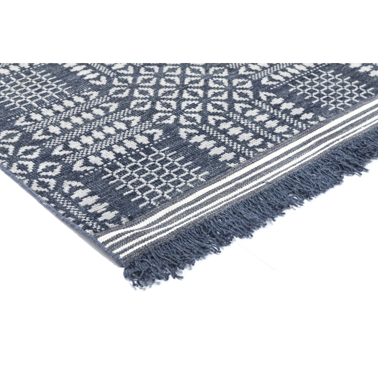 Handmade Navy/White Rug | Birch Lane