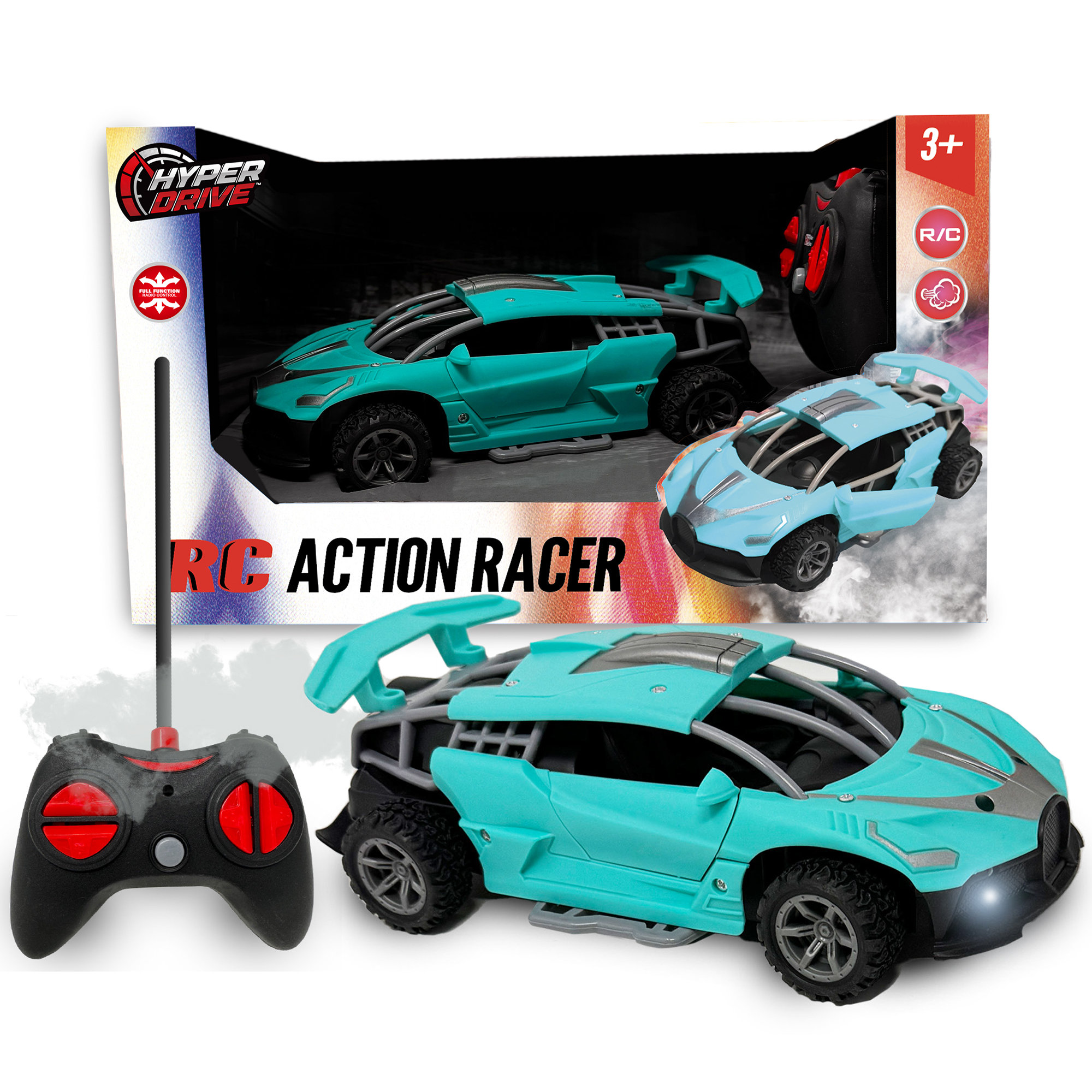 Thin Air Brands Hyper Drive: RC Action Racer - Teal - 1:24 Scale Remote ...