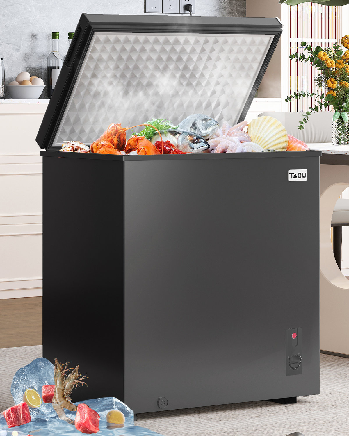 TABU Chest Freezer, 3.5 Cu Ft Deep Freezer with Removable Storage ...