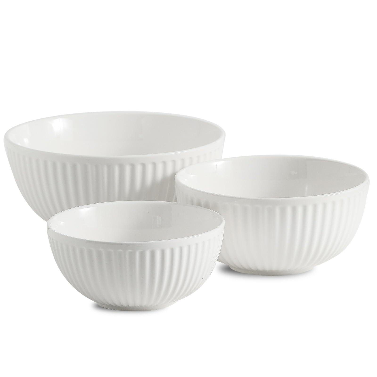 UZOPAL Set of 3 Large Ceramic Nesting Mixing Bowls | Wayfair