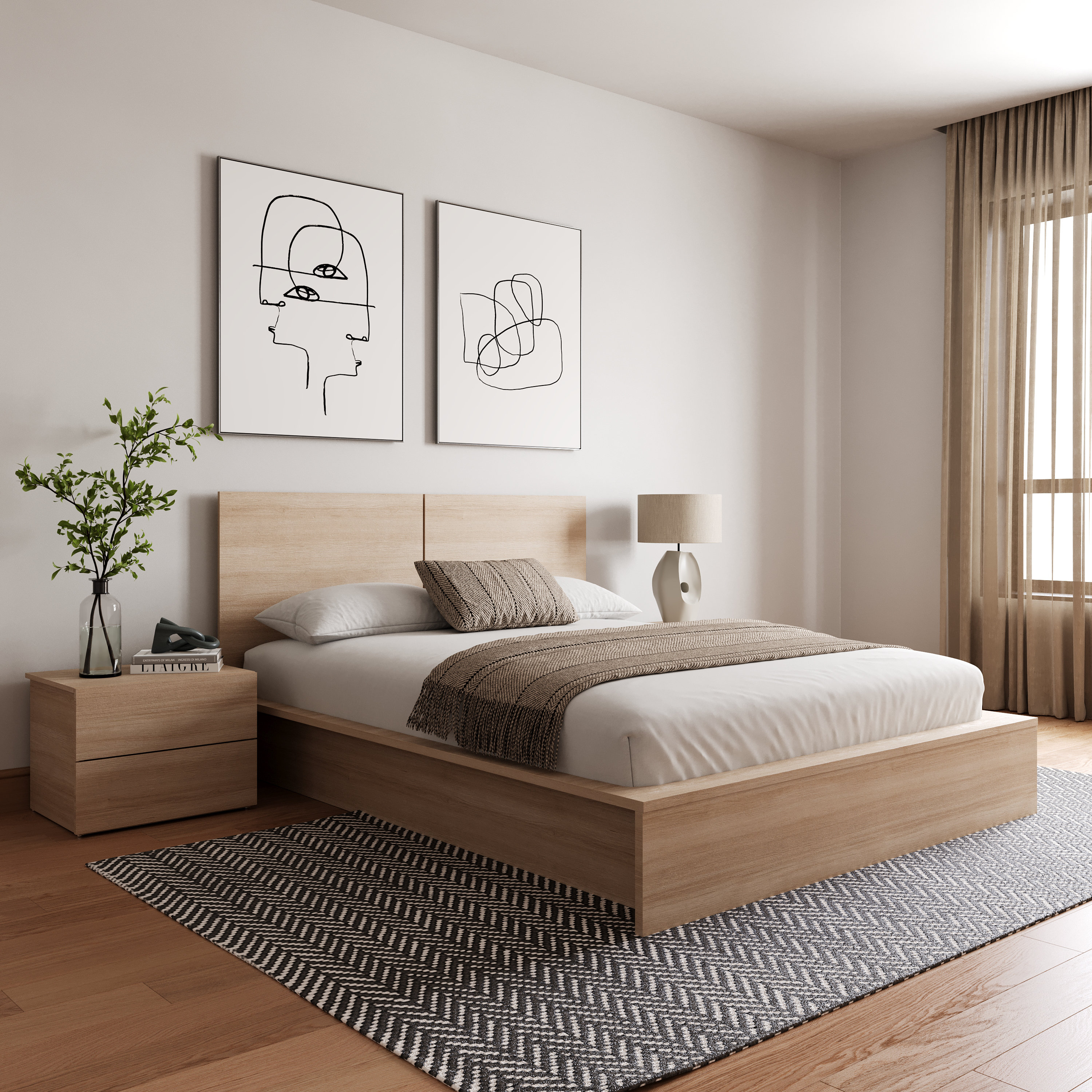 Wade Logan Antonnio 4 Piece Bedroom Set with Bed, Headboard, and 2 ...