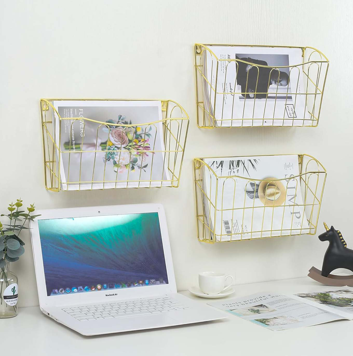 Mercer41 Hanging File Organizer, 3 Pocket Wall File Holder, Wall ...