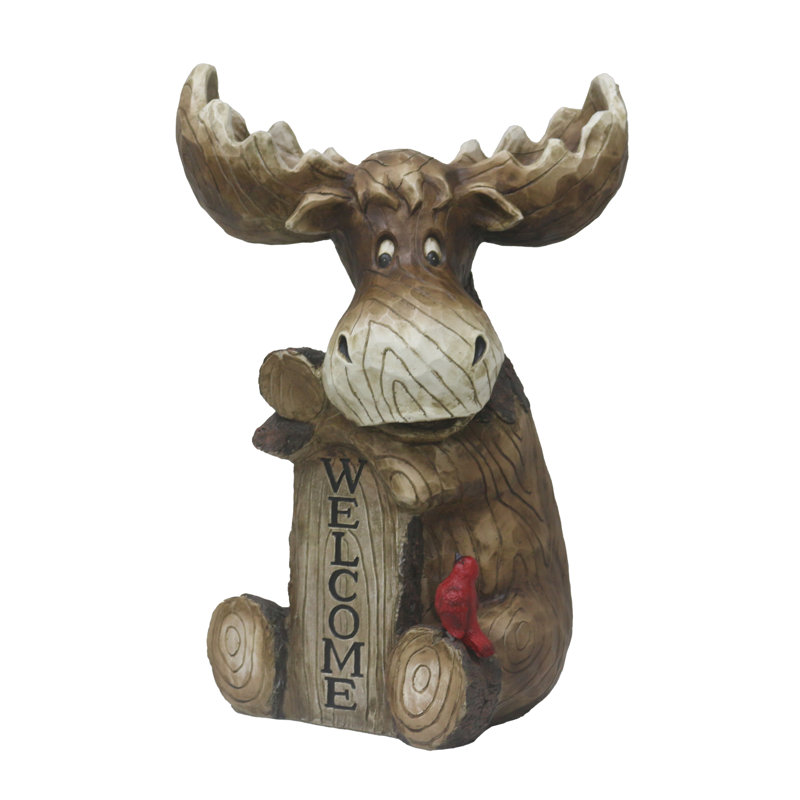 Hi-Line Gift Ltd. Moose with Cardinal Garden Welcome Sign & Reviews ...