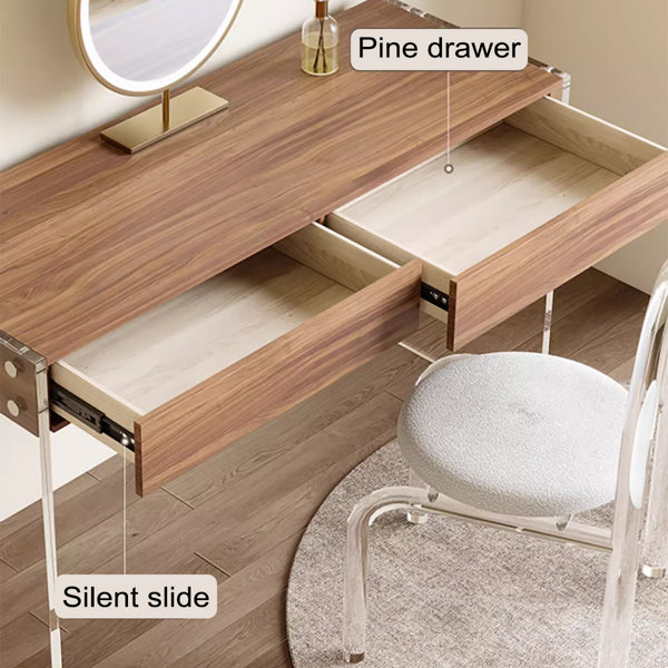 Orren Ellis Modern Minimalist Acrylic Floating Solid Wood Dressing ...