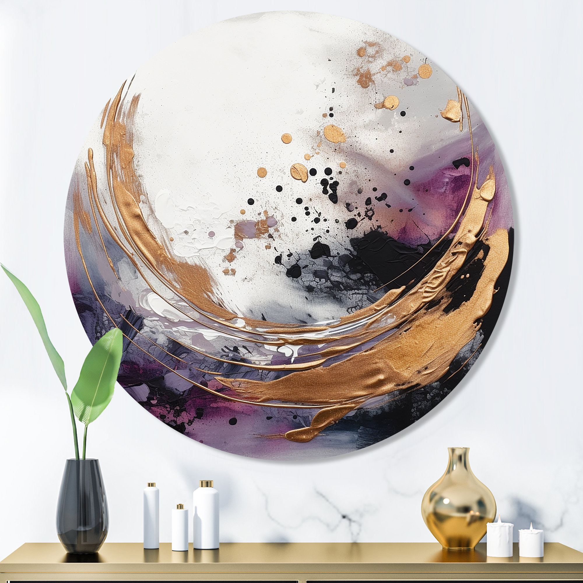 Mercer41 Eadyn Circlar Design Solid Marble Art I - Abstract Marble ...