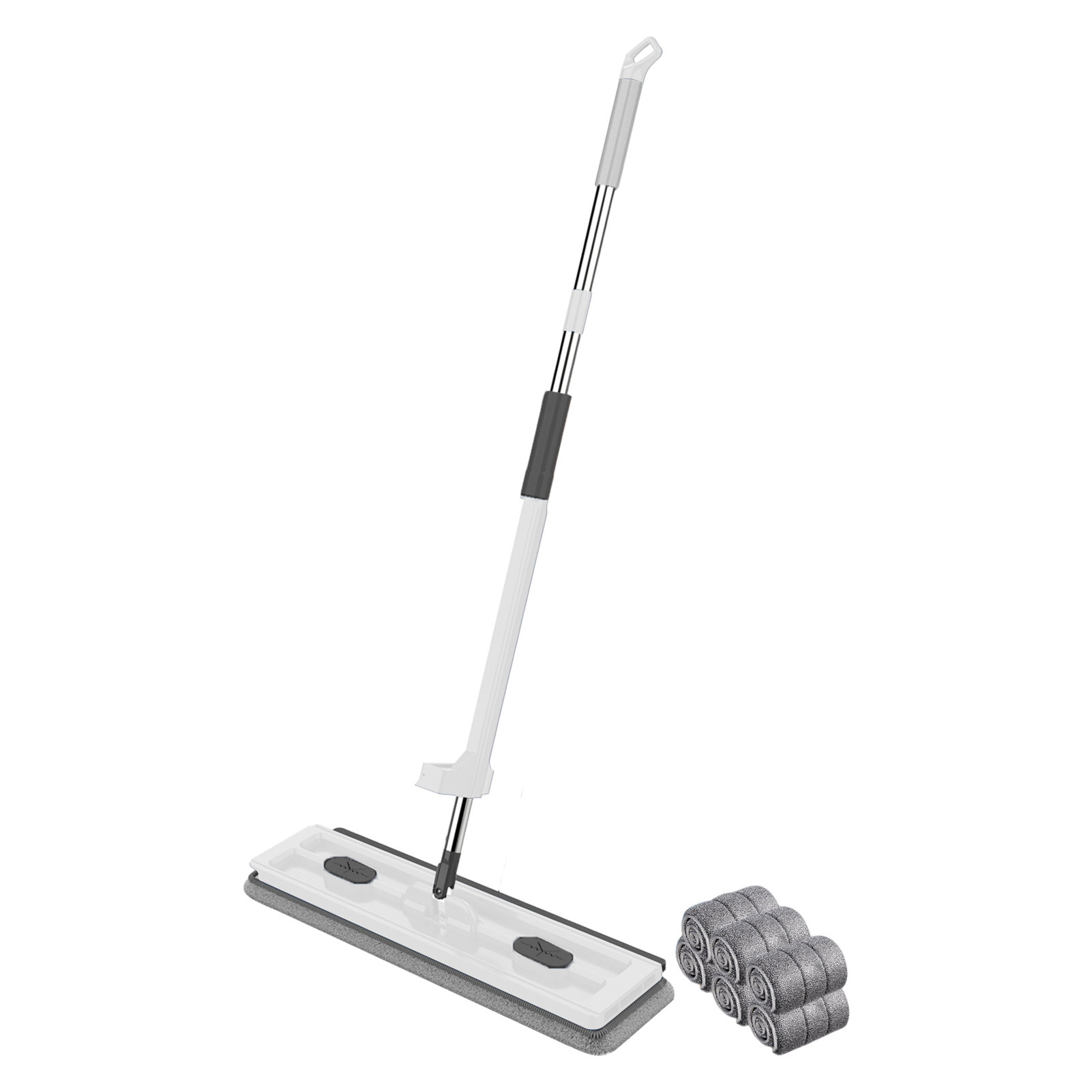Symple Stuff Flat Mop with 6 Microfiber Pads Stainless Steel Long ...