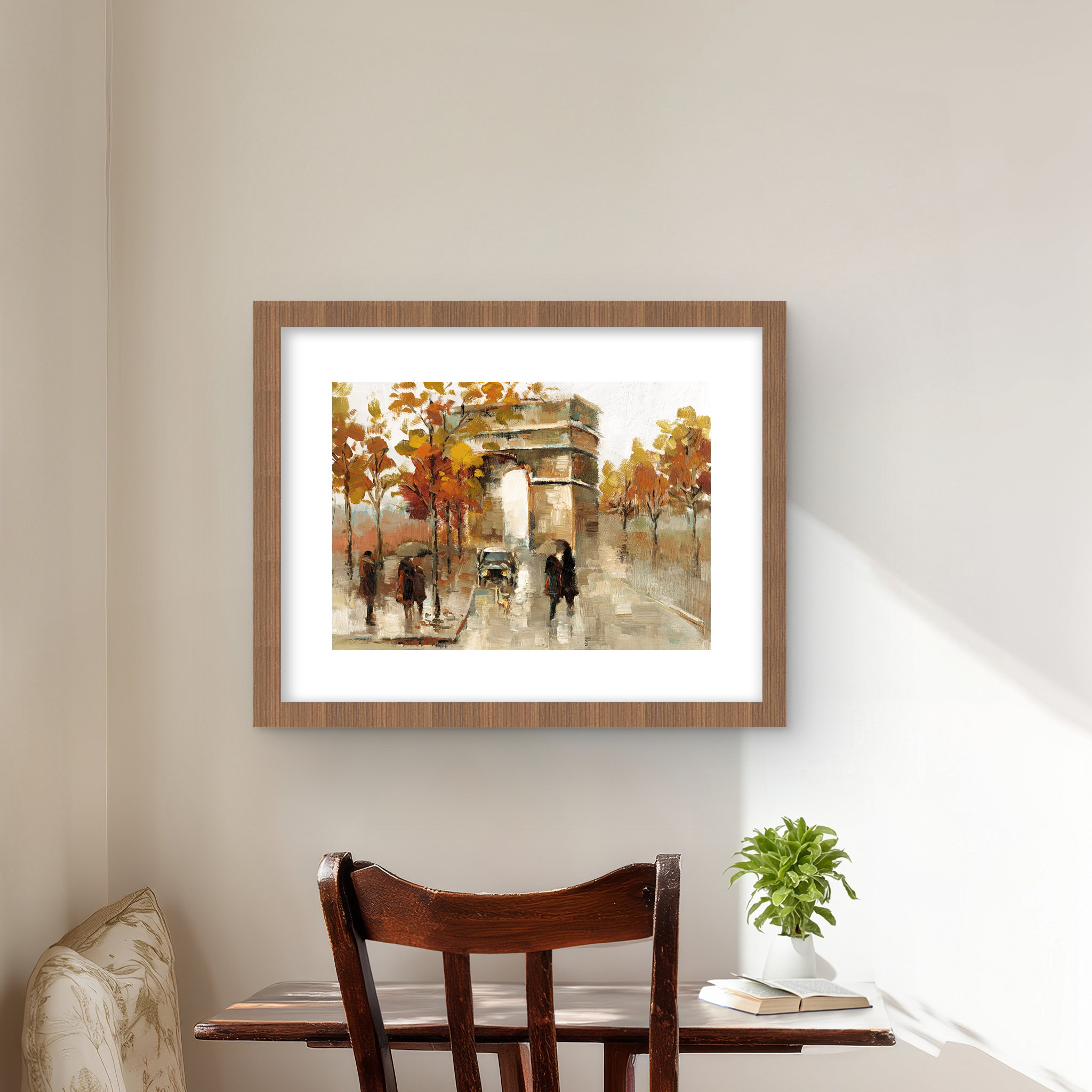 Lark Manor™ Arc de Triomphe in Autumn - Orange Building Matted Print ...