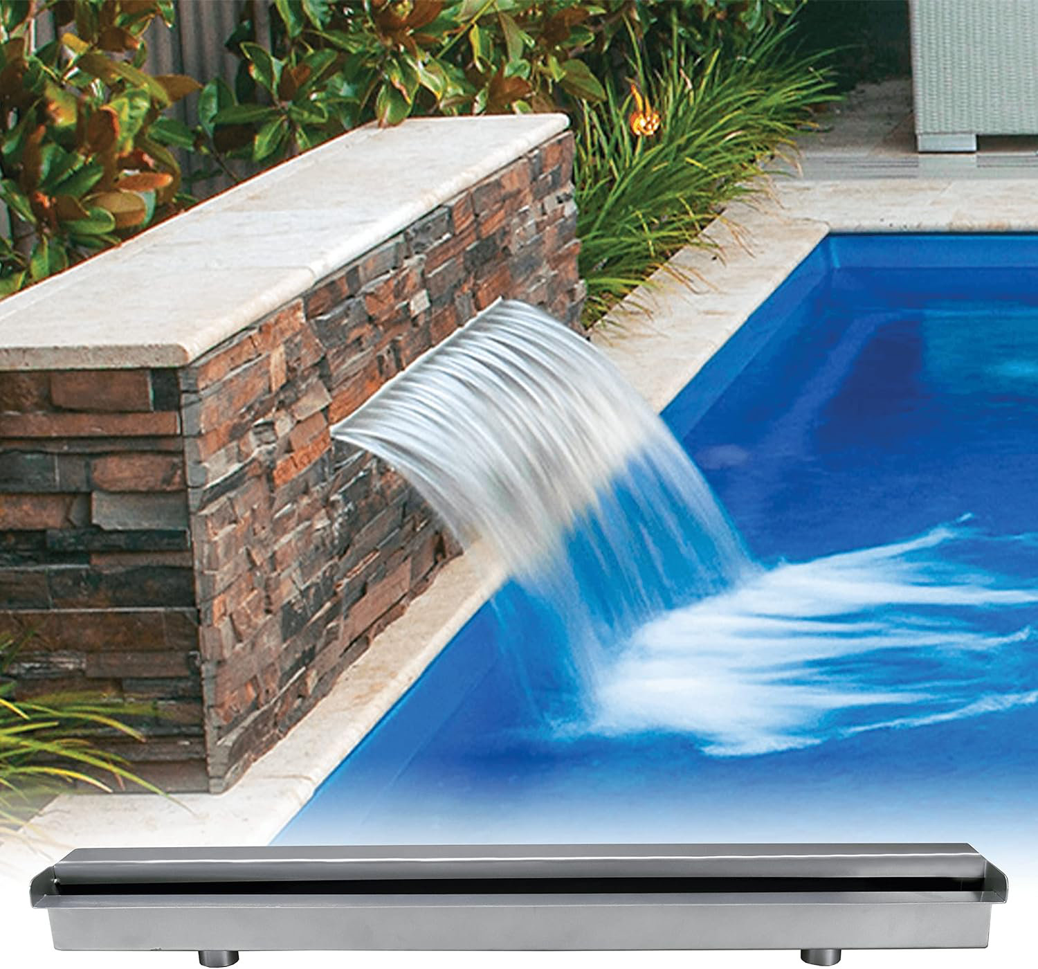 FEBTECH Spillway Waterfall Fountain 47.2" X 4.5" X 3.1", Stainless ...
