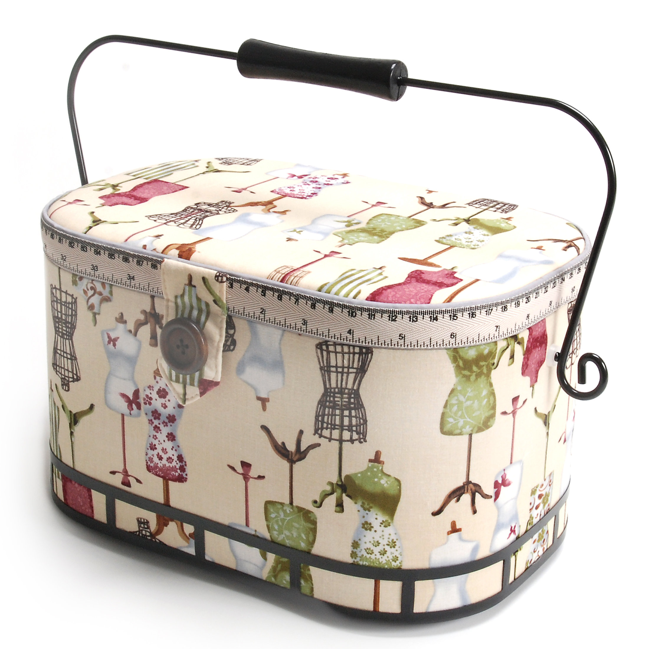 Dritz Large Oval Sewing Basket with Metal Handle, Vintage Dress Form ...