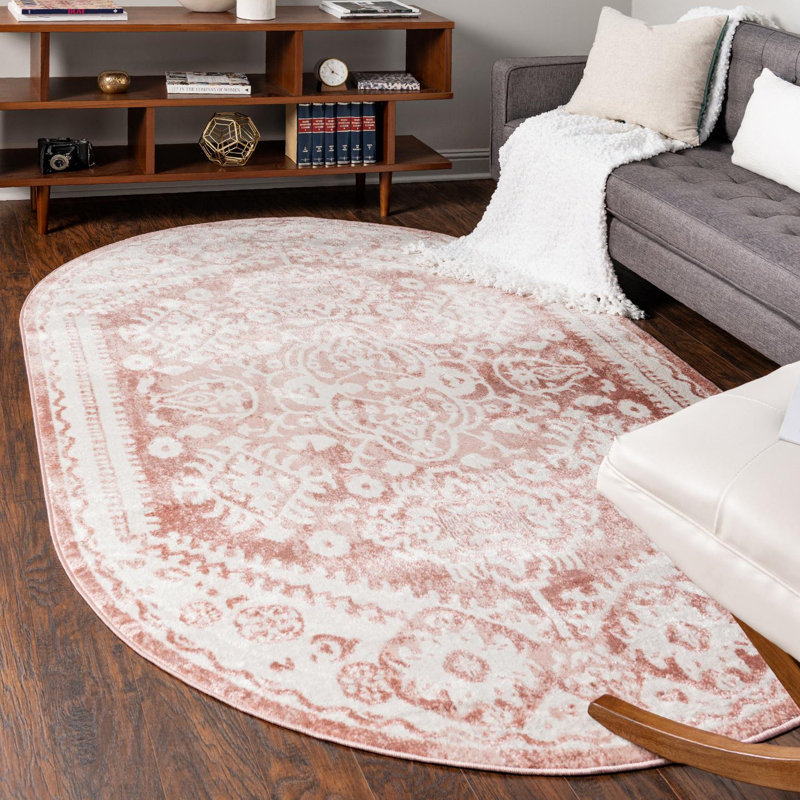 August Grove® Braggs Performance Pink/Ivory Rug & Reviews | Wayfair