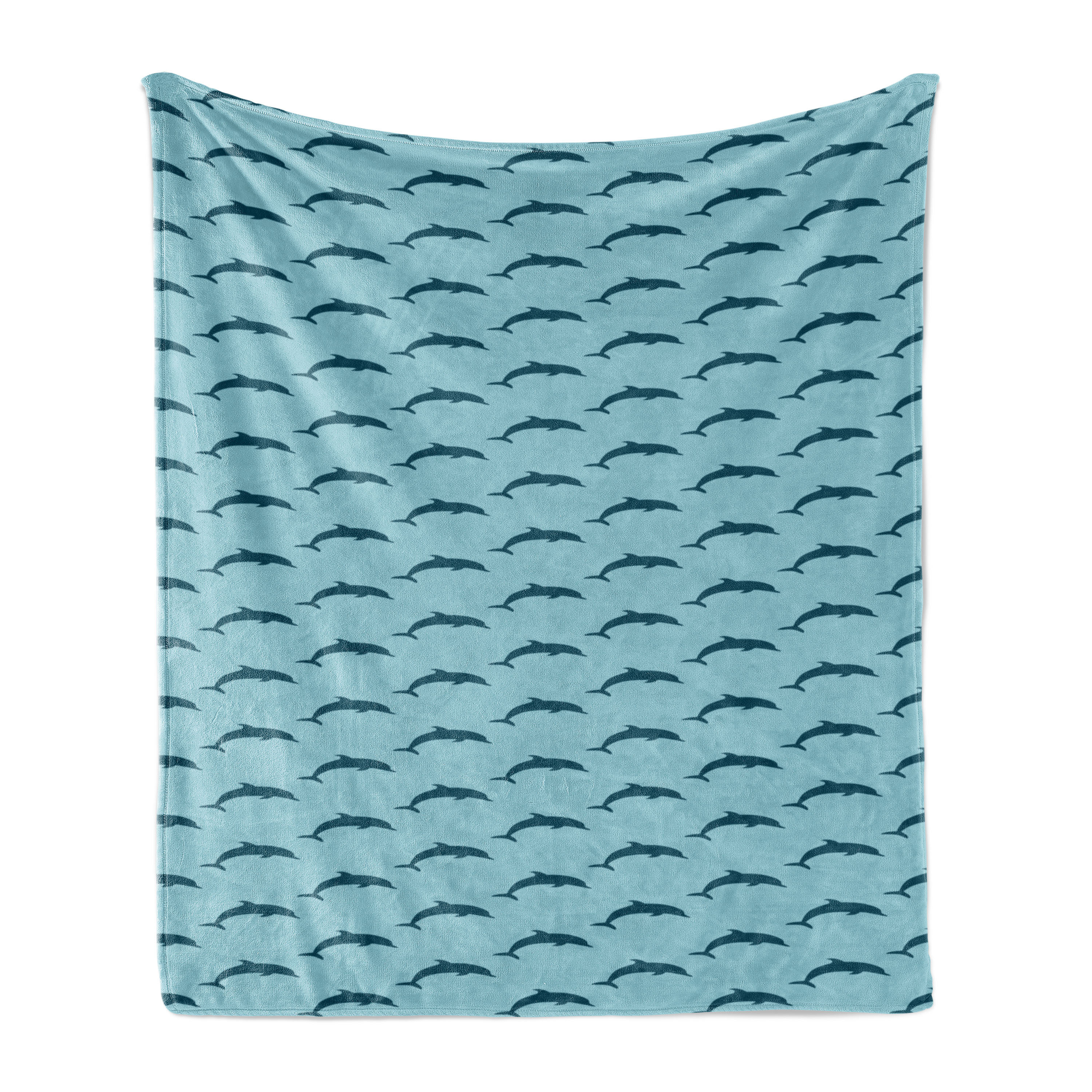 Ambesonne Dolphin Fleece Throw Blanket Marine Aquatic Fauna Pale Blue ...