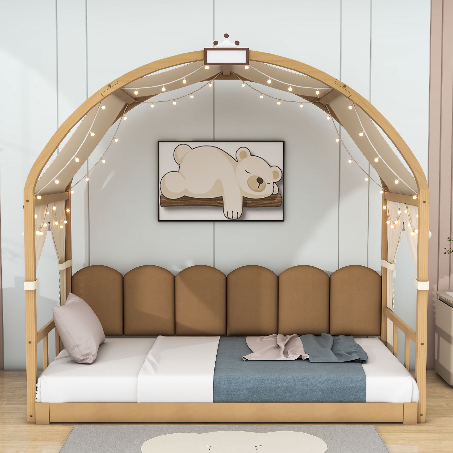 Harper Orchard Alviani Twin Size Curved Design Daybed with Tent, Lights ...