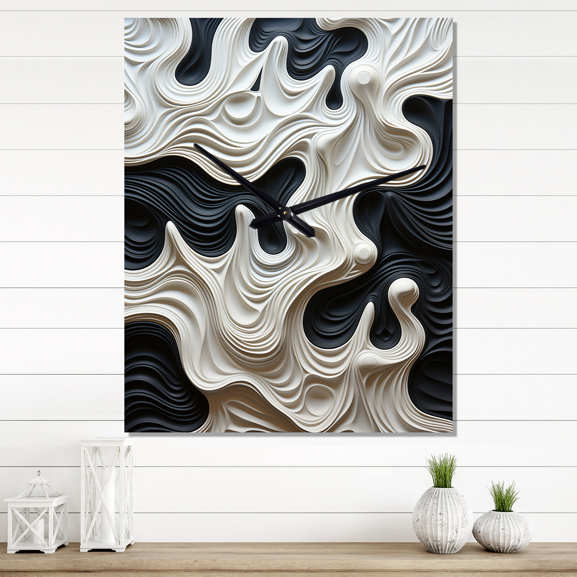 East Urban Home Black White Opt Art Rhythmic Pulses I - Abstract Wall ...