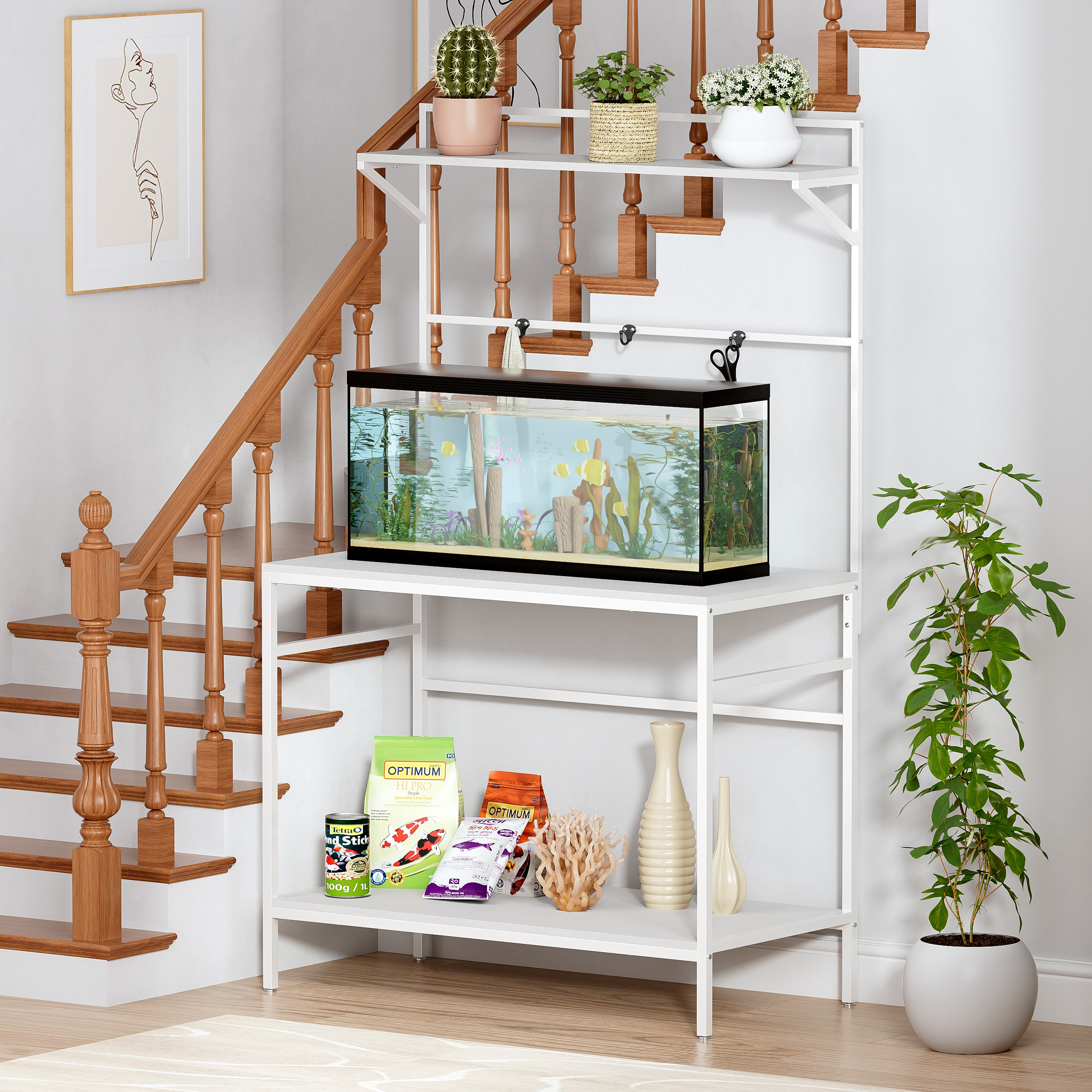 Tucker Murphy Pet™ 40-50 Gallon Fish Tank Stand With Plant Shelf And ...