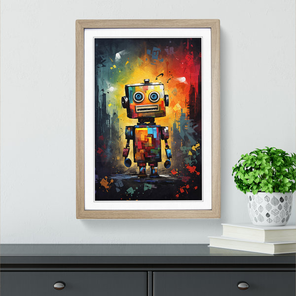 Big Box Art Robot Impressionism - Single Picture Frame Print on Wood ...