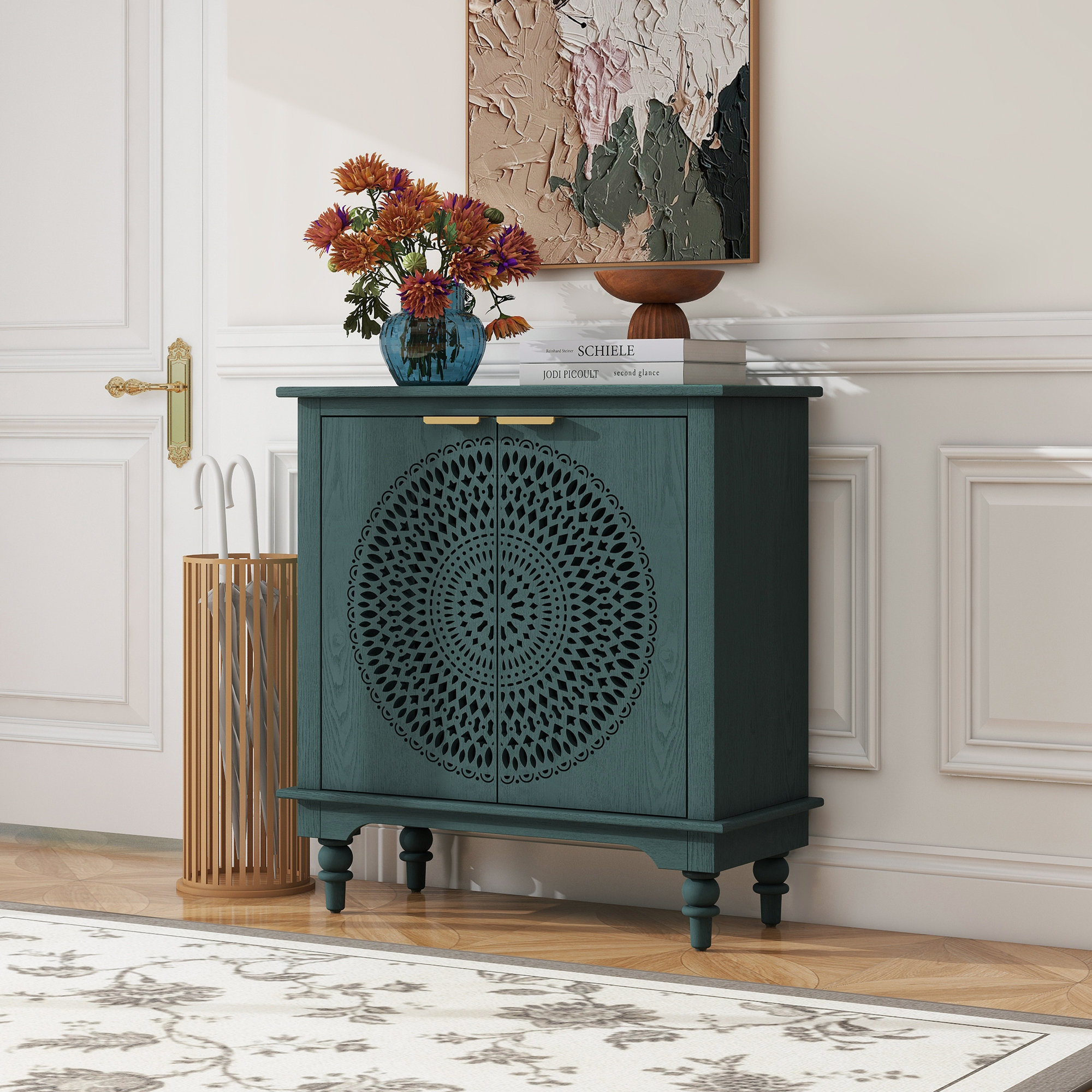 Charlton Home® Emmerie 2-Door Faux Wood Storage Cabinet | Wayfair