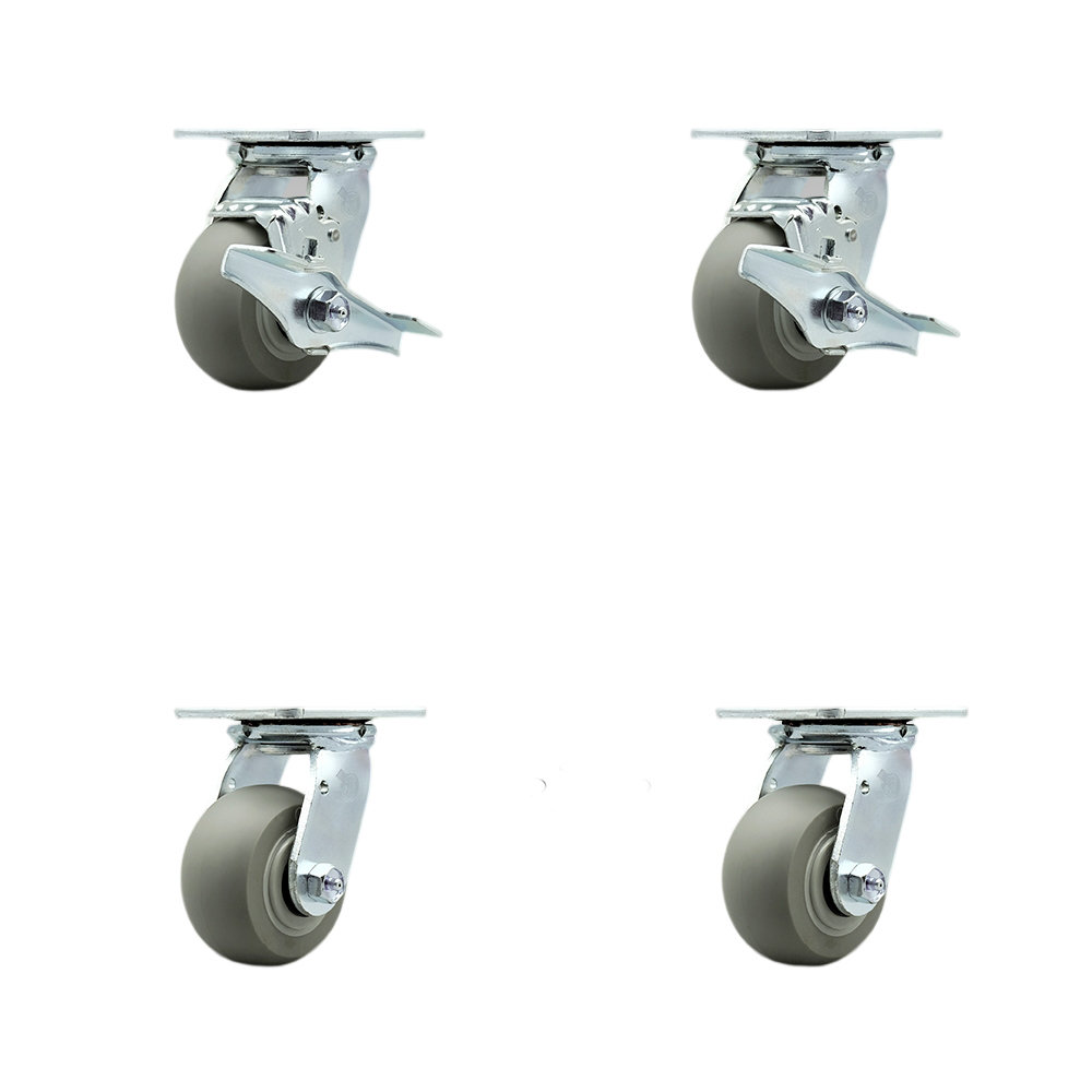 Service Caster 4 Inch SS Thermoplastic Caster Set with Ball Bearings 4 ...