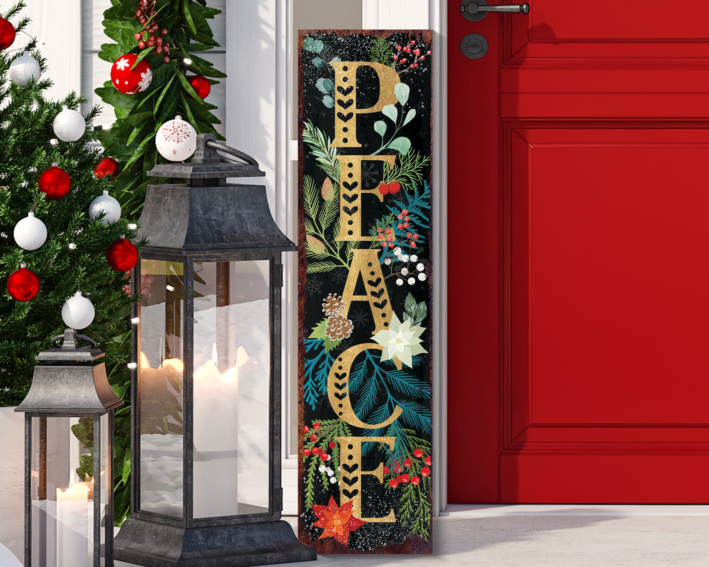 The Holiday Aisle® Peace Porch Sign - Front Porch Christmas Welcome ...