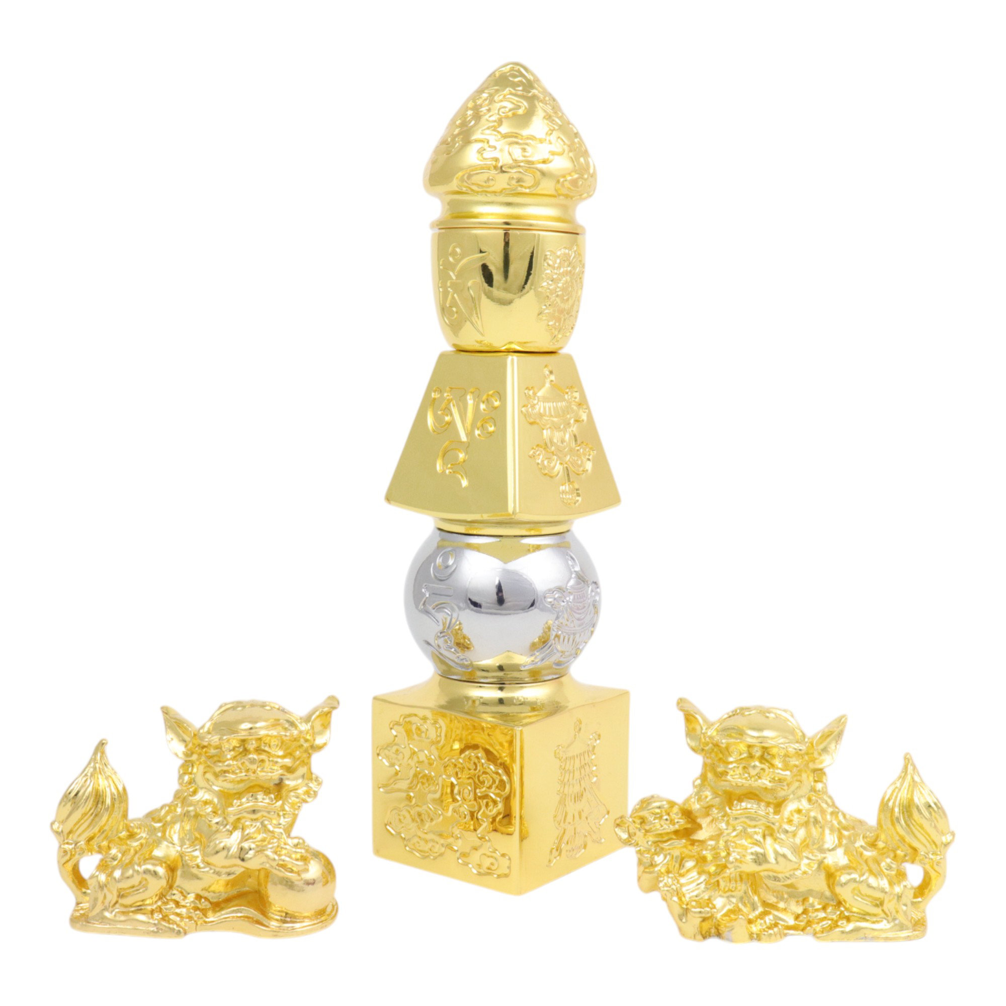 House of Hampton® 5 Element Pagoda with a Pair of Foo Dogs | Wayfair