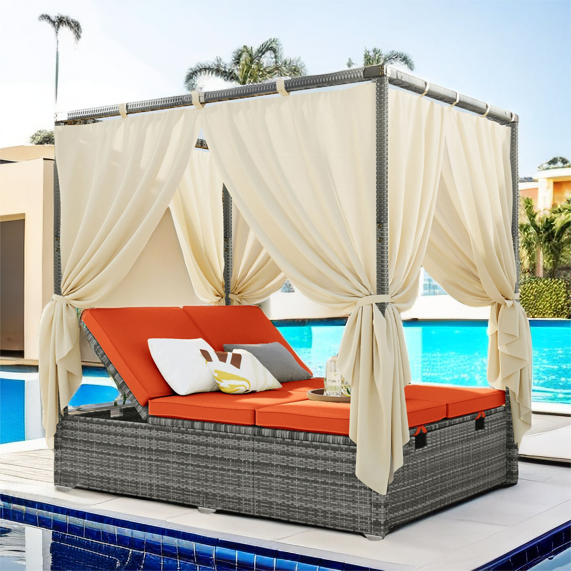 Hokku Designs Yumisani Outdoor Patio Sunbed with Adjustable Back and ...